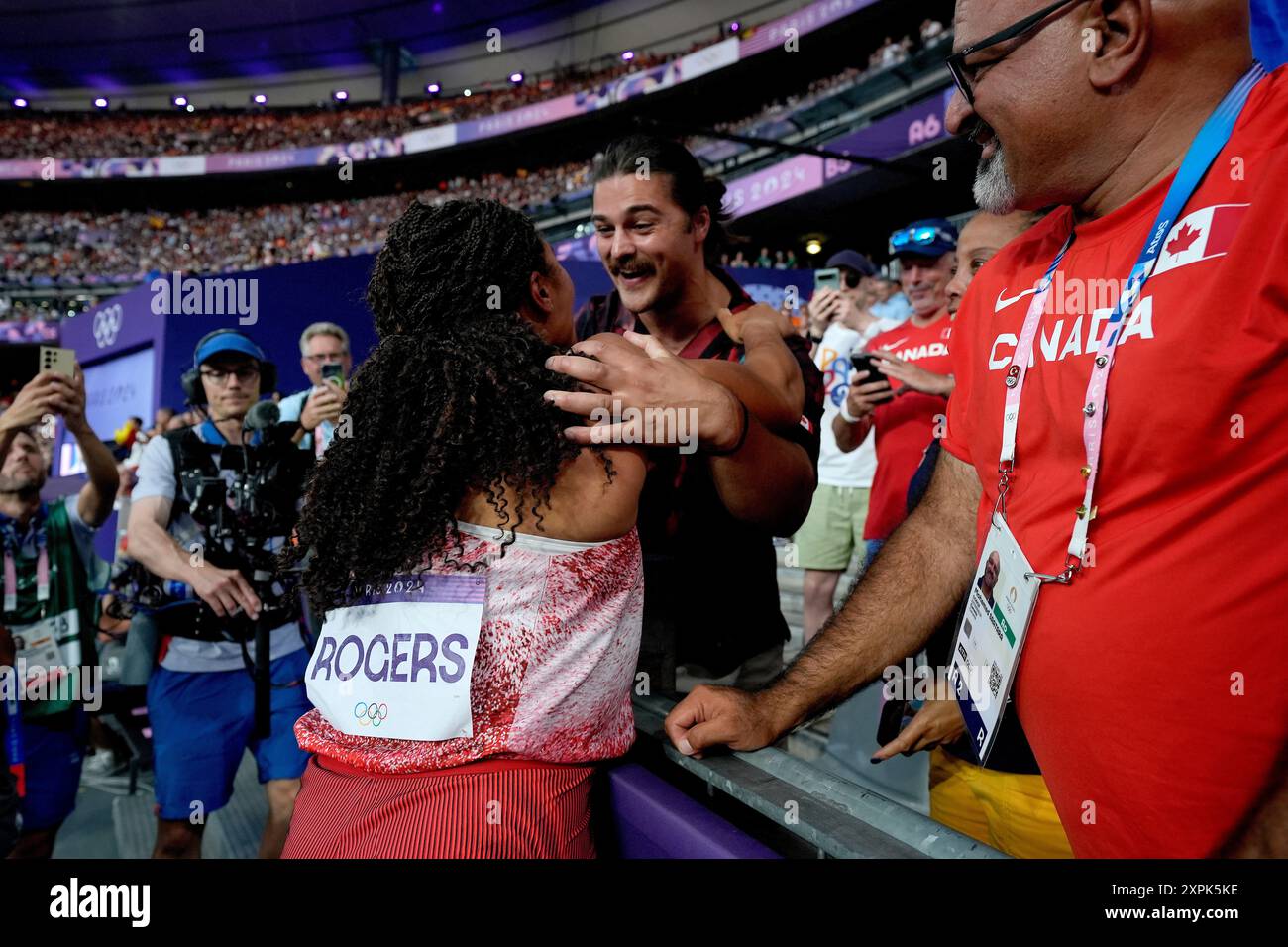 Paris, France. 06th Aug, 2024. Canada's Camryn Rogers embraces team ...