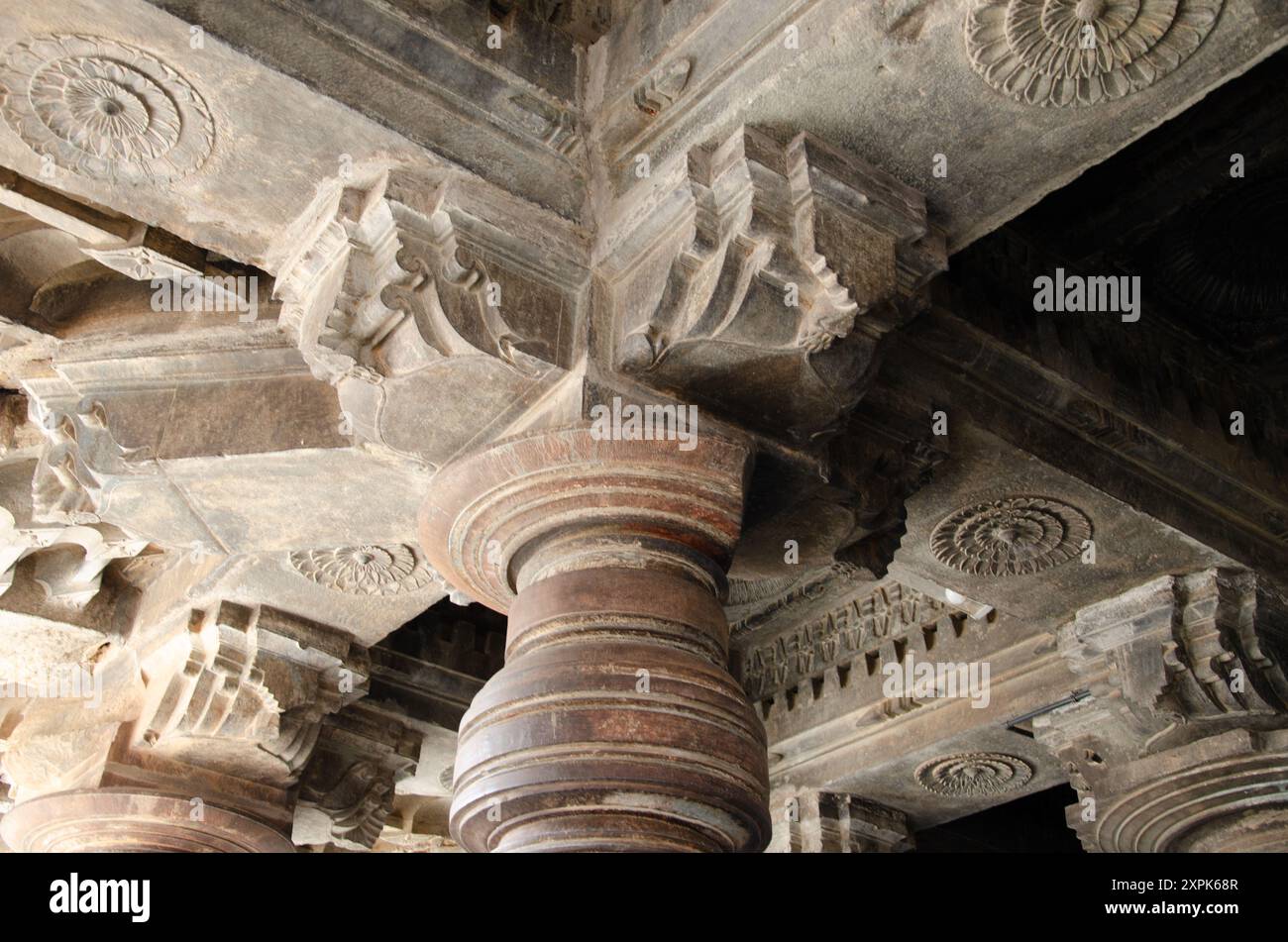 Portion of the Harihareshwara Temple at Harihar in Karnataka state ...