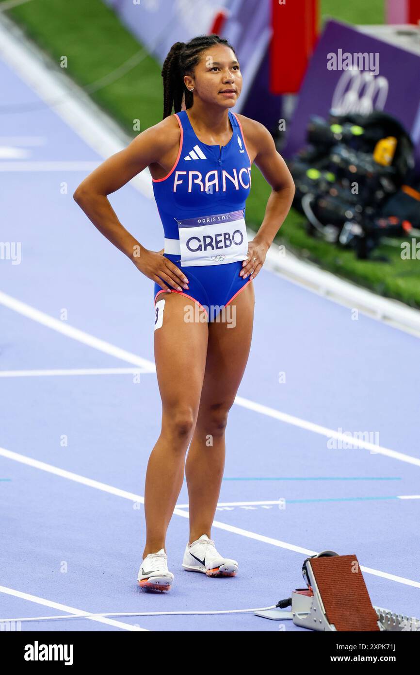Shana Grebo of France competes during Women's 400m Hurdles Semi-Final ...