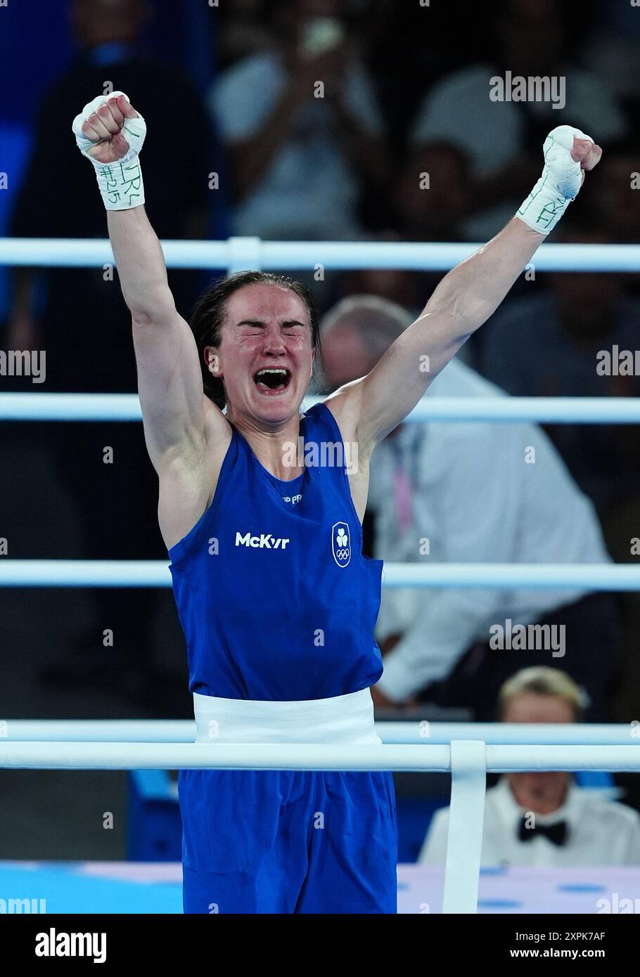 Ireland’s Kellie Harrington celebrates victory over China’s Wenlu Yang ...
