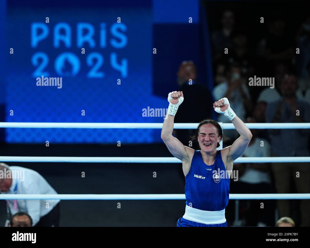 Ireland’s Kellie Harrington celebrates victory over China’s Wenlu Yang ...