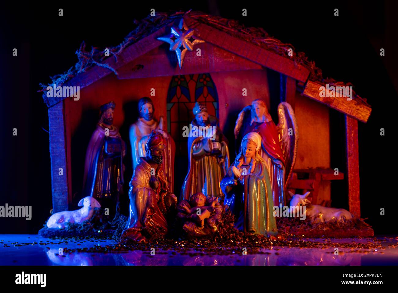 Christmas christian nativity scene. A Christmas scene with baby Jesus ...