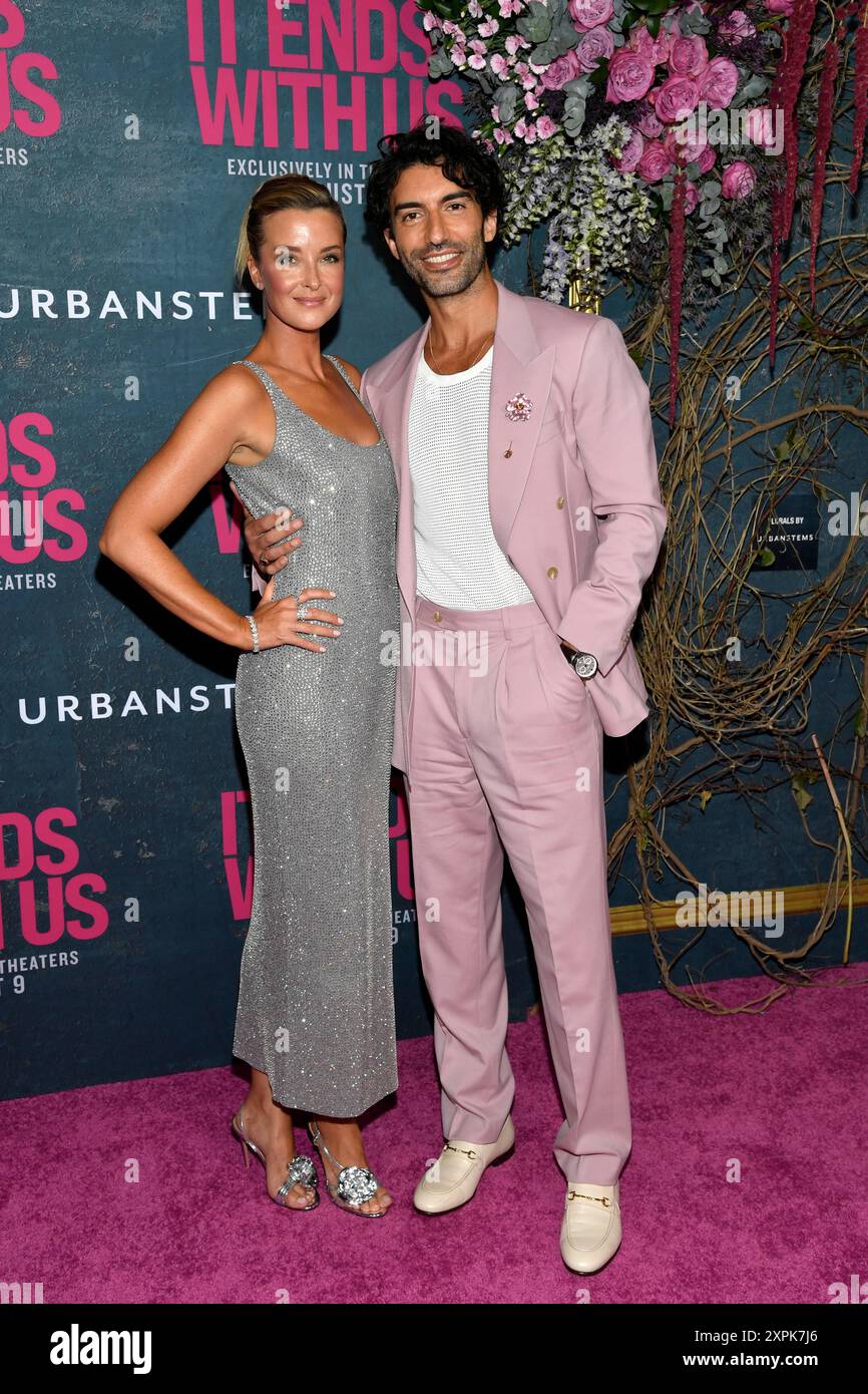 Emily Baldoni, left, and Justin Baldoni attend the world premiere of "It Ends with Us" at AMC ...