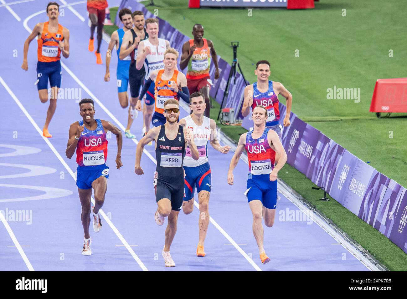 Cole Hocker (USA) Gold medal, Josh Kerr (GBR) Silver medal, Yared Nuguse (USA) Bronze medal ...