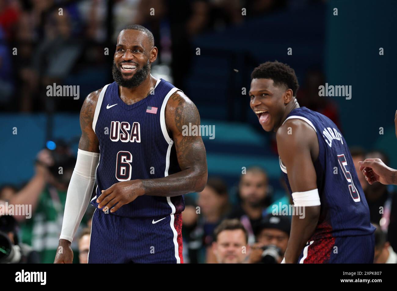 Paris, FRANCE - AUGUST 06: LeBron James of United States and Anthony ...