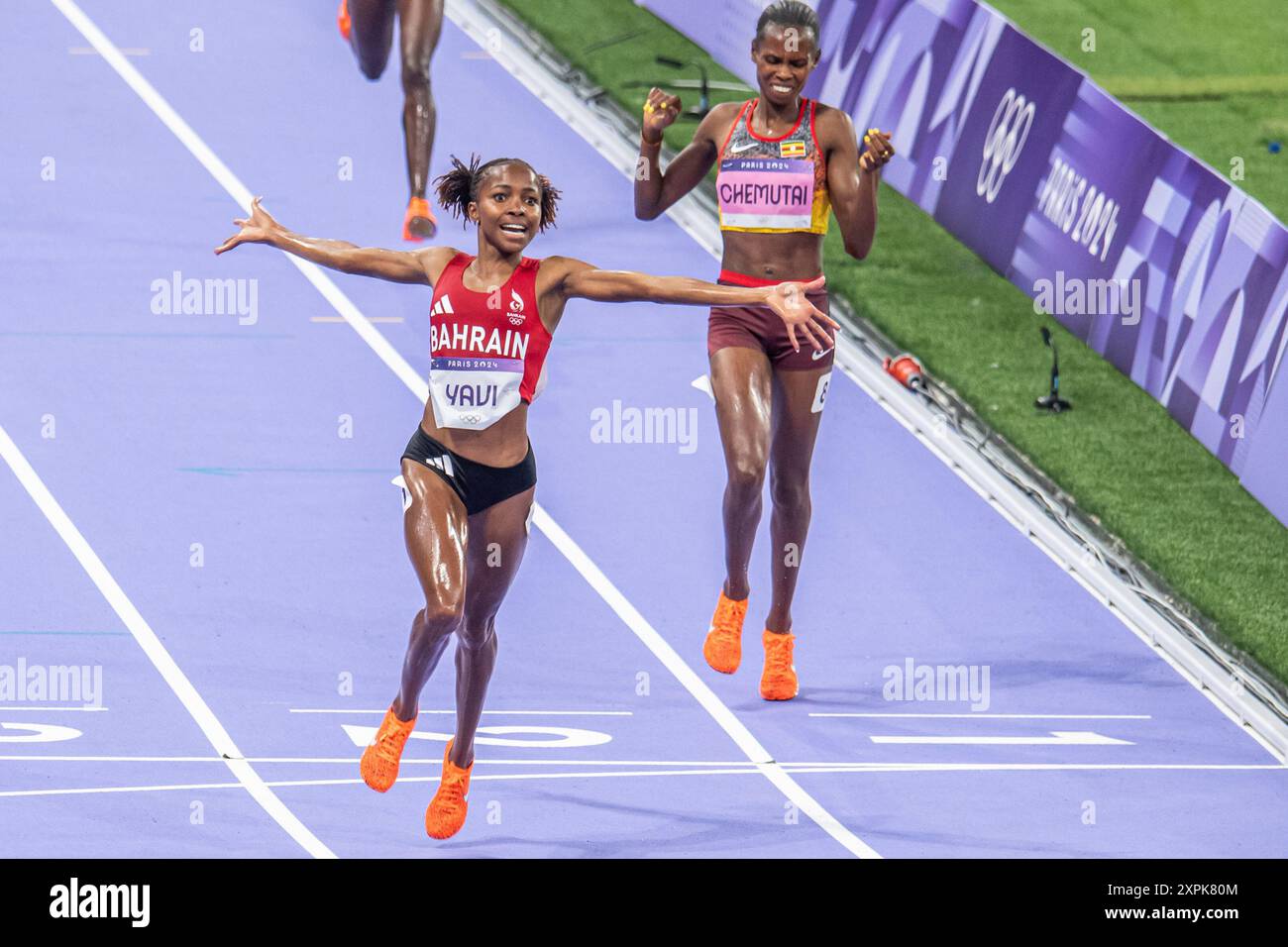 Winfred Yavi (BRN) Gold medal, Peruth Chemutai (UGA) Silver medal ...