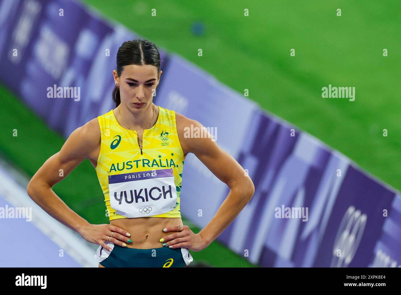 Alanah Yukich of Australia competes during Women's 400m Hurdles Semi ...