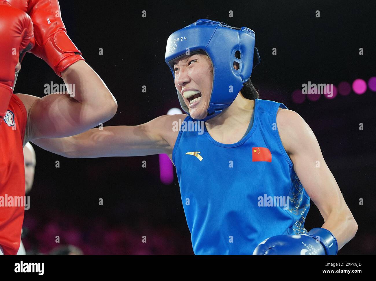 Paris, France. 6th Aug, 2024. Yang Liu of China competes with Chen Nien ...