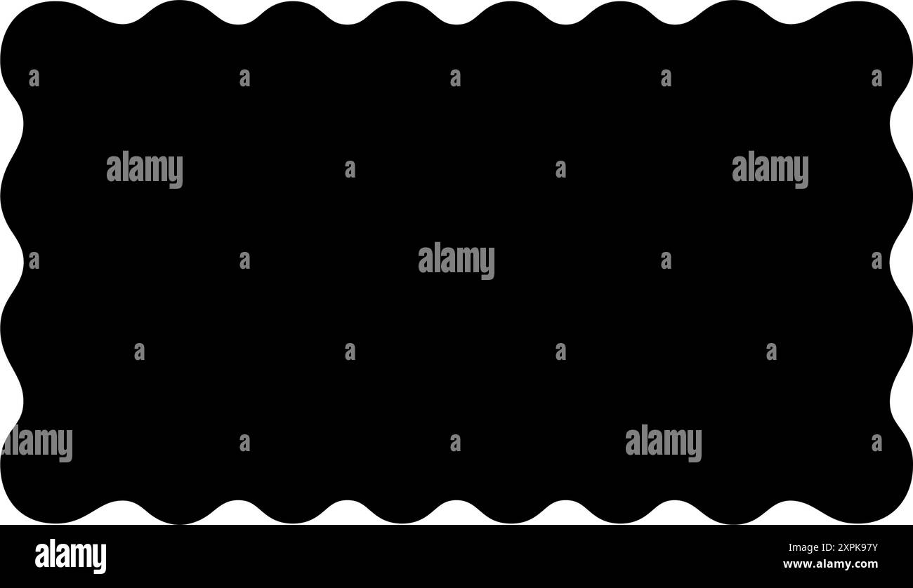 Rectangle shape with wavy edges. Rectangular template of text box, tag ...