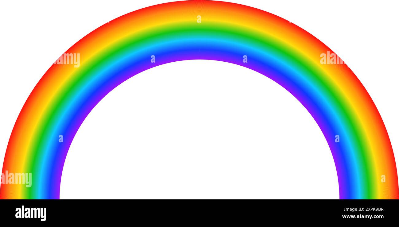 Rainbow curve. Multicolored arch shape isolated on white background ...