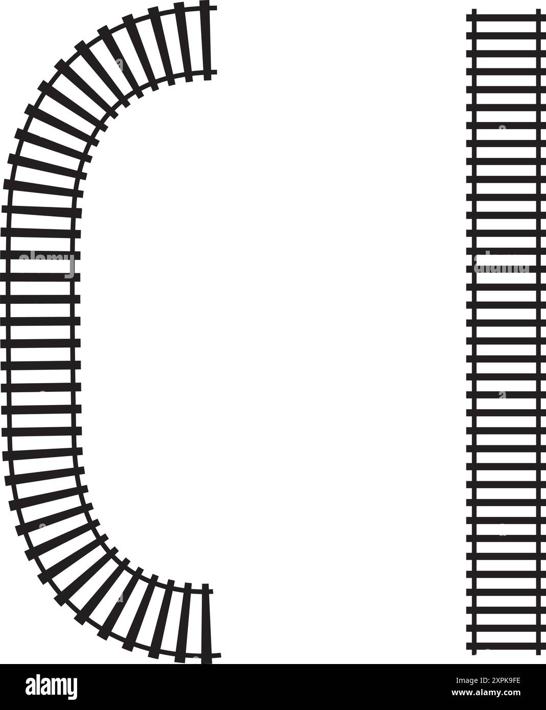 Railroad segments. Fence or stairs textures. Railway elements top view. Train track straight and ...