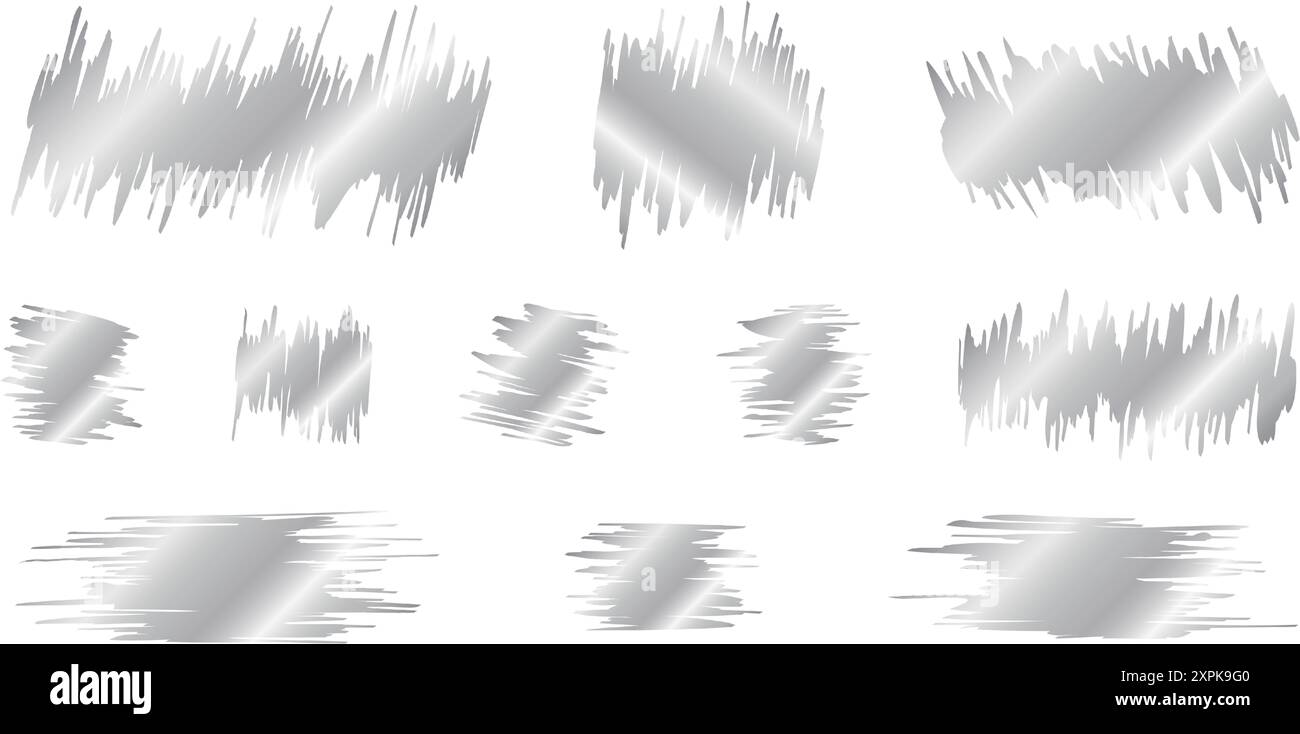 Silver scraped scratchcard textures. Collection of shining metallic ...