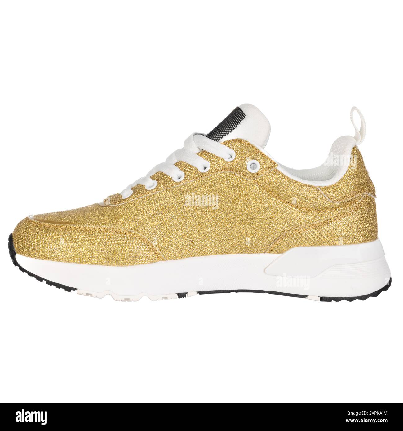 Glittering Gold Sneaker with White Sole Stock Photo - Alamy