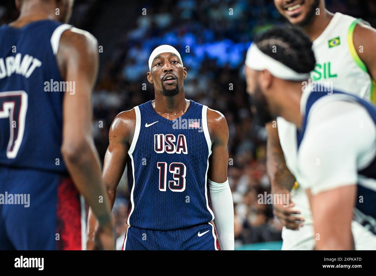 USA. 06th Aug, 2024. Team USA player Bam Adebayo competes during the ...