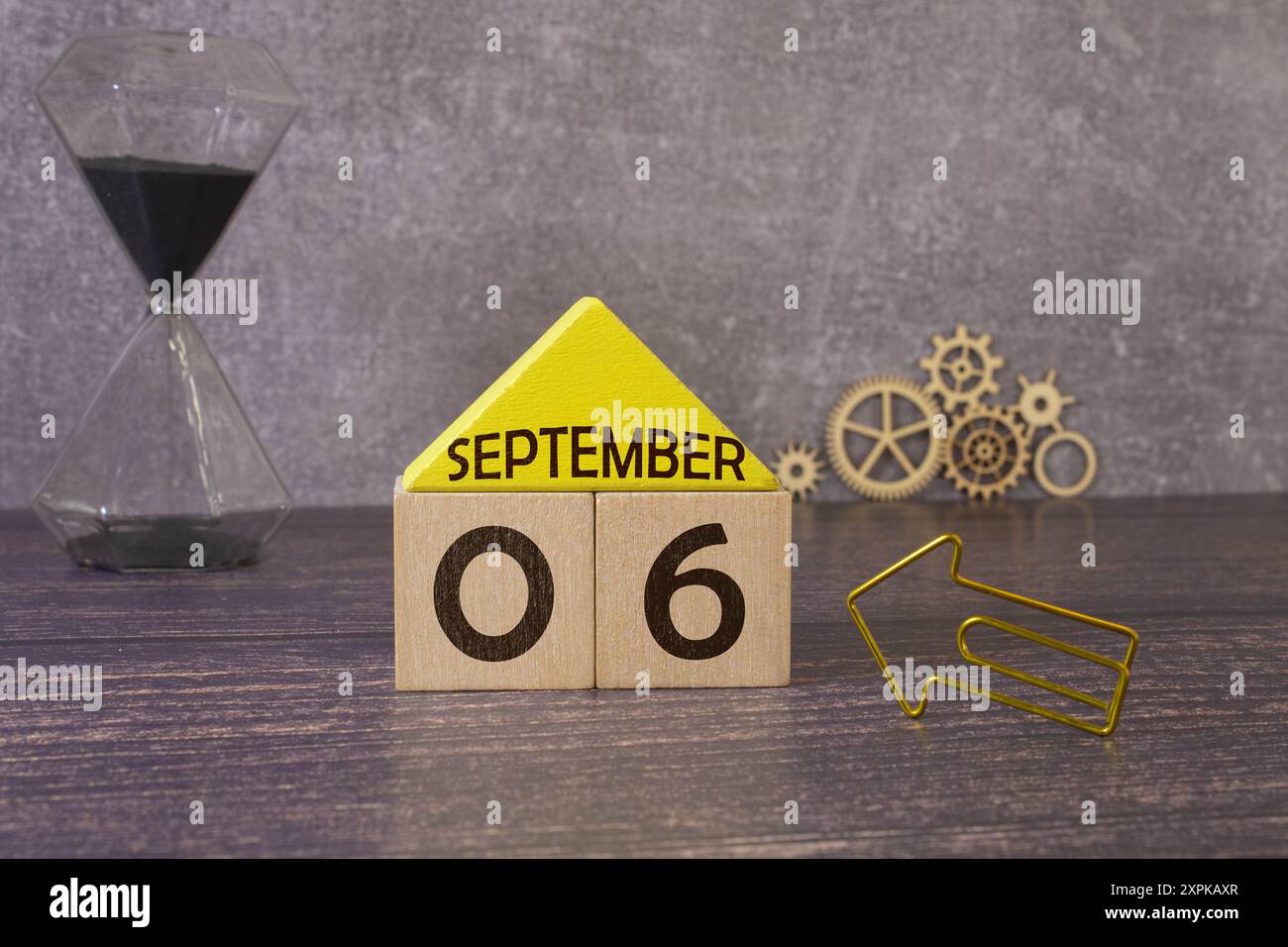 September 6th. Image of september 6 wooden color calendar on white ...