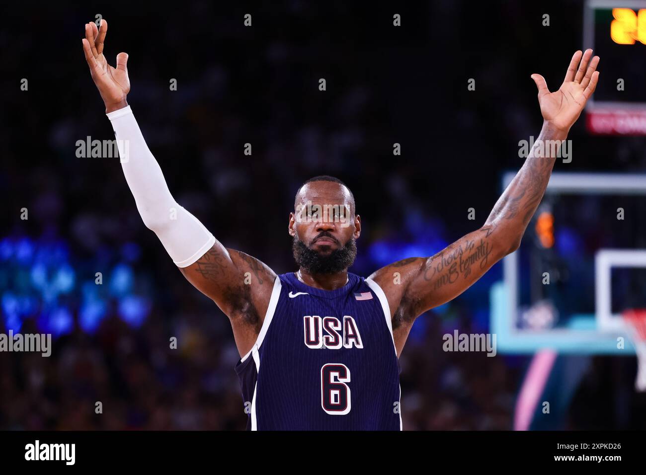 Paris, France, 6 August, 2024. Lebron James (6) of Team United States ...