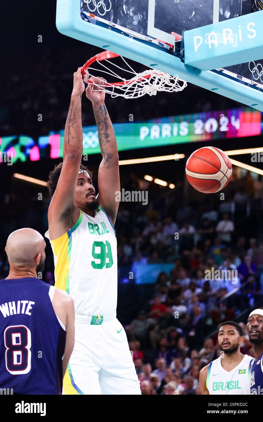 Paris, France, 6 August, 2024. Lucas Dias (99) of Team Brazil slam ...