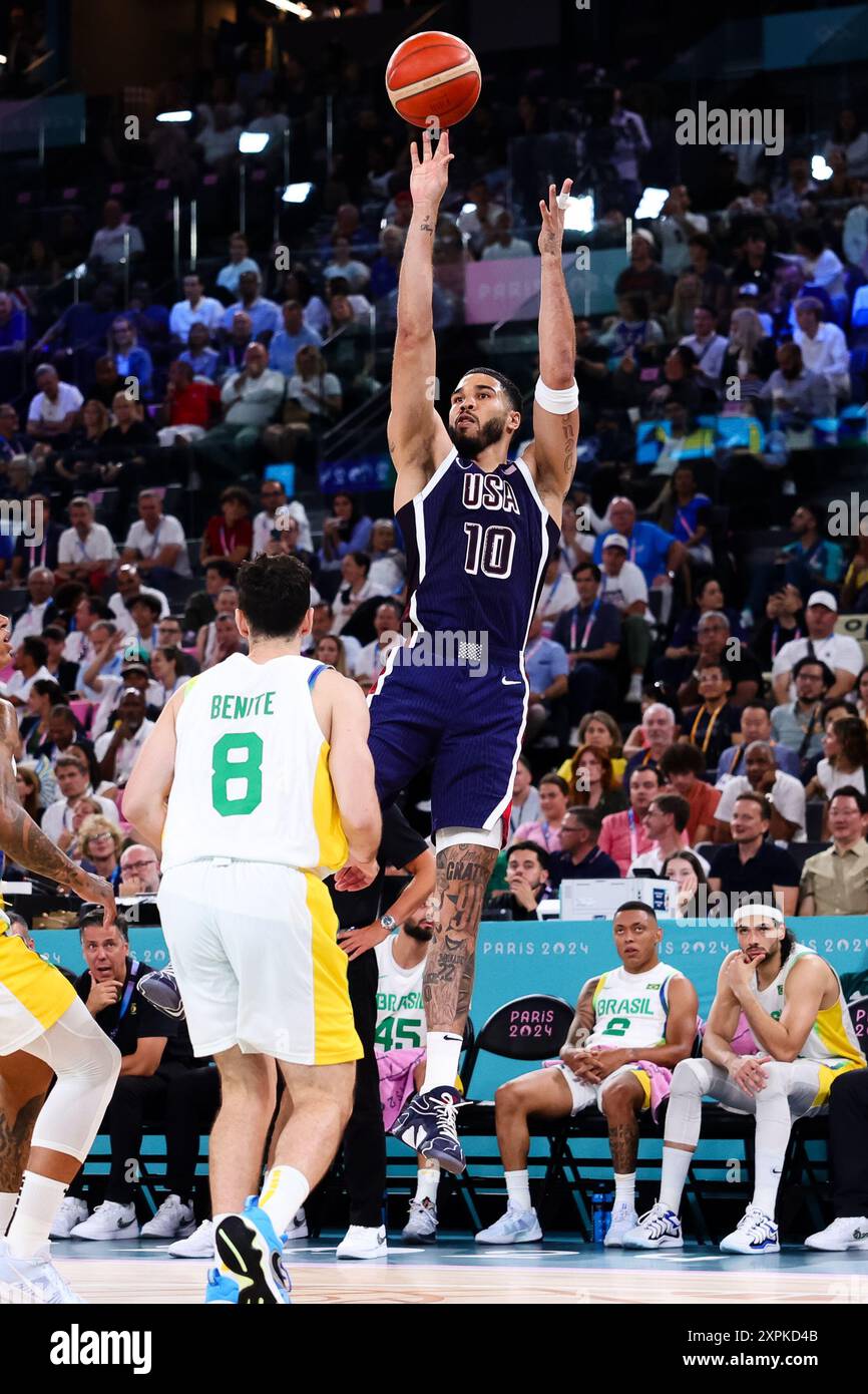 Paris, France, 6 August, 2024. Jayson Tatum (10) of Team United States ...