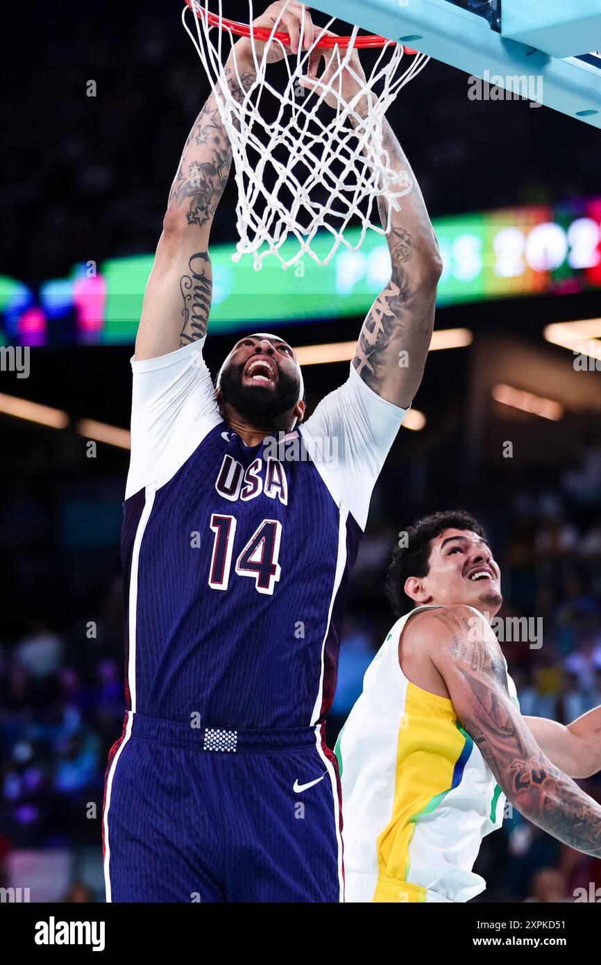 Paris, France, 6 August, 2024. Anthony Davis (14) of Team United States ...