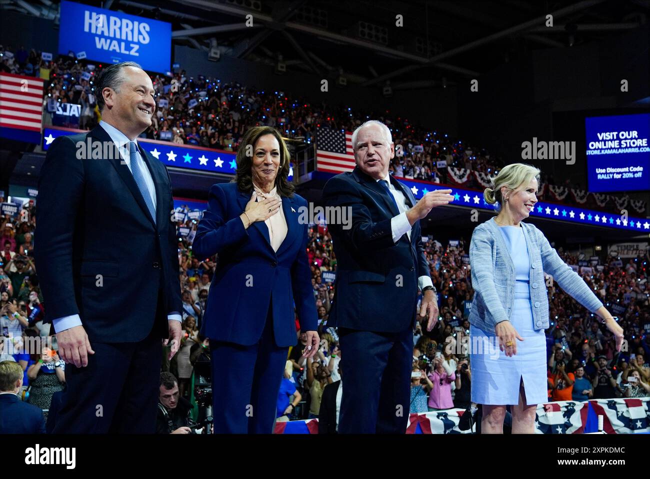 Democratic presidential nominee Vice President Kamala Harris and second ...