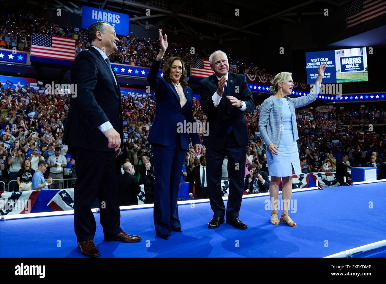 Democratic presidential nominee Vice President Kamala Harris and second ...