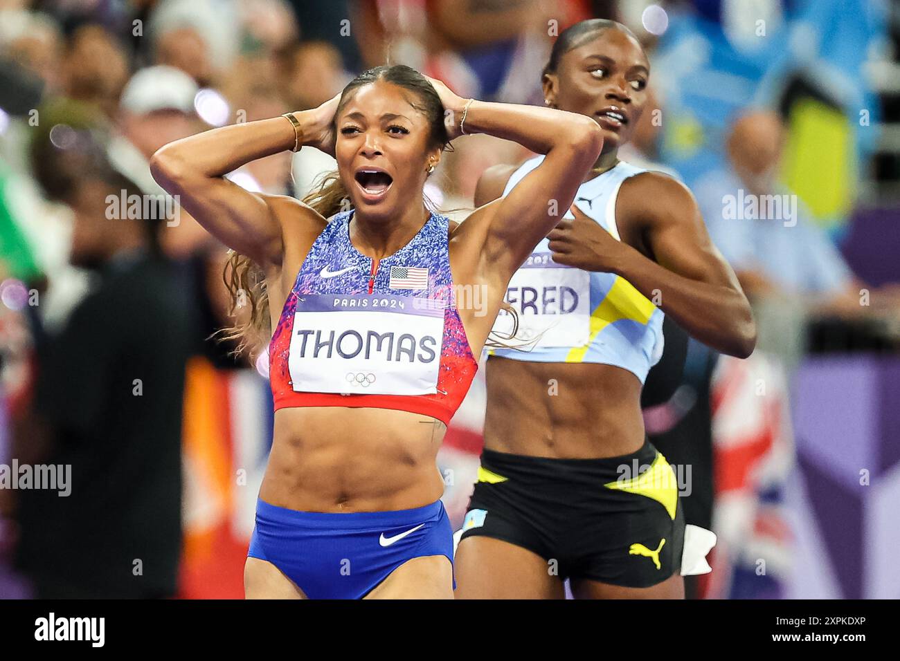 FRA, Olympische Spiele Paris 2024, 06.08.2024, Damen 200m Finale Gold Fuer Olympiasiegerin ...