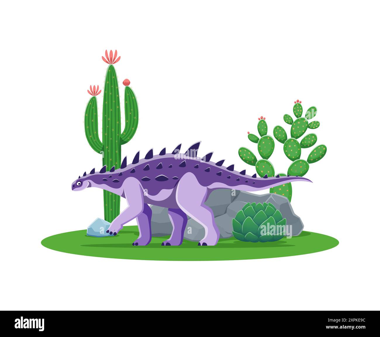 Dinosaur prehistoric character or cartoon Jurassic dino Struthiosaurus ...