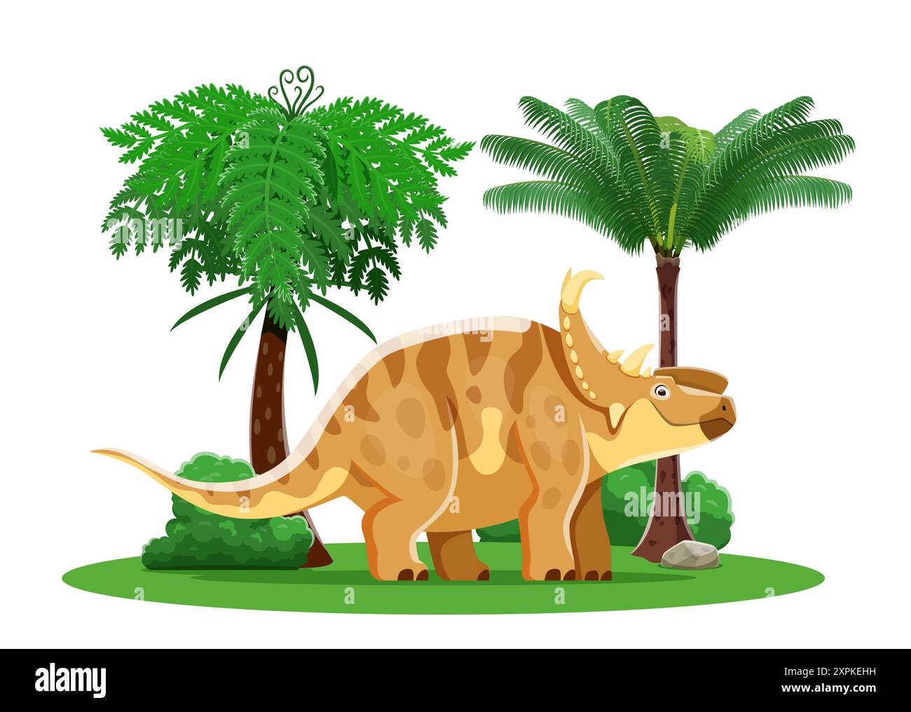 Dinosaur, cartoon prehistoric character or Pachyrhinosaurus dino ...
