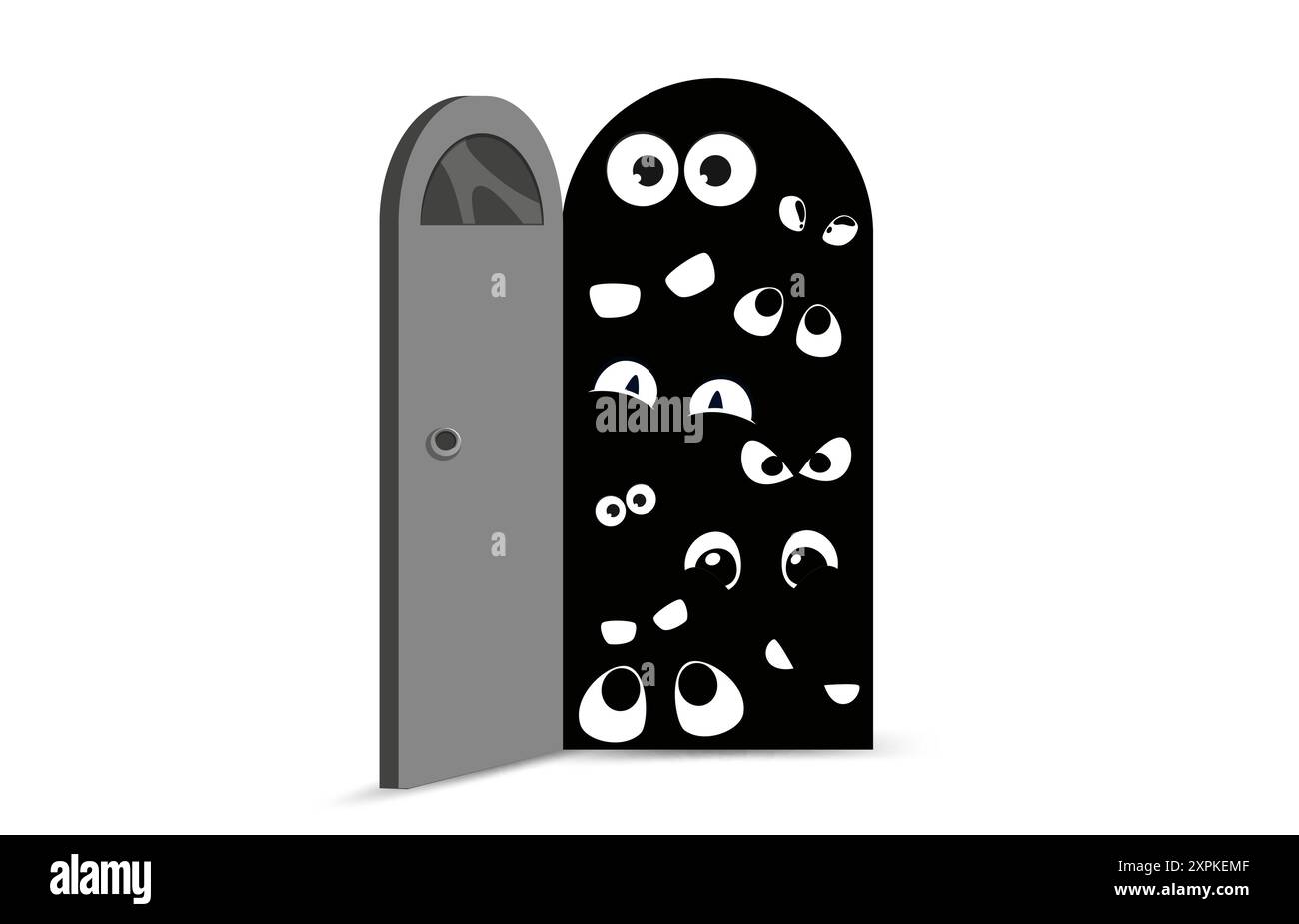 Halloween door with monster eyes. Scary and creepy creatures eyeballs ...
