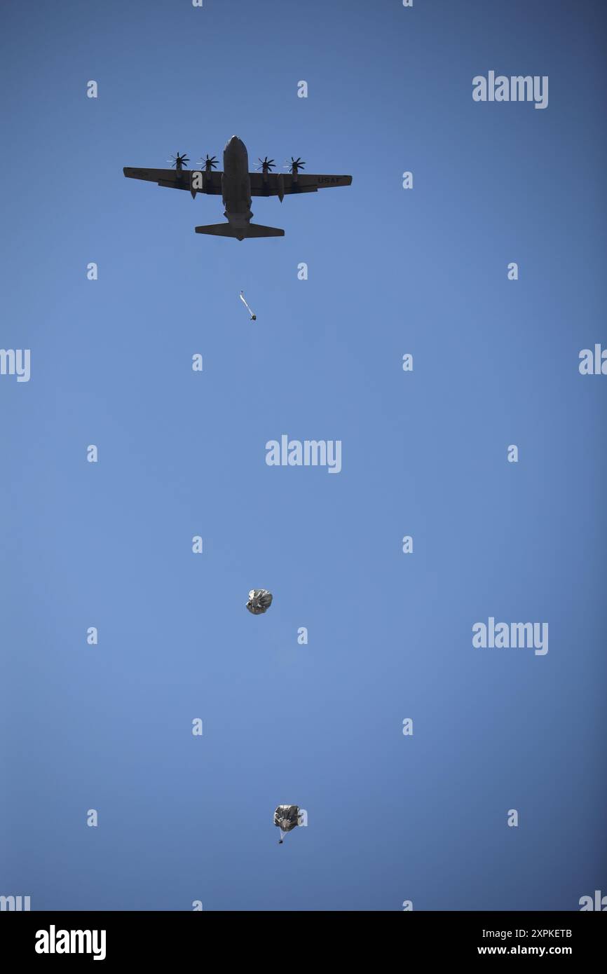 U.S. Army Reserve with the 426th Civil Affairs BN parachute over drop ...