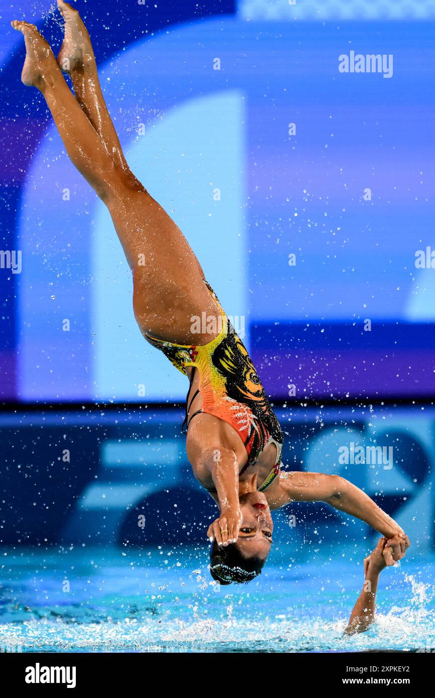 Athletes of team Egypt compete in the artistic swimming Team Free ...