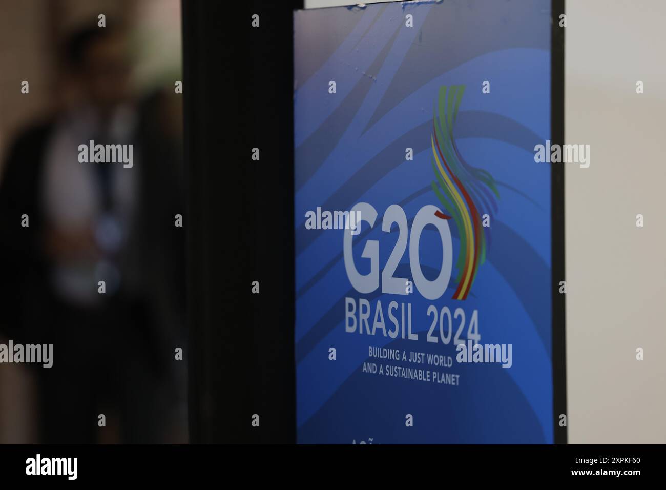 G20 Brazil 2024 Summit logo, meeting room. Symbol of the Group of 20 ...