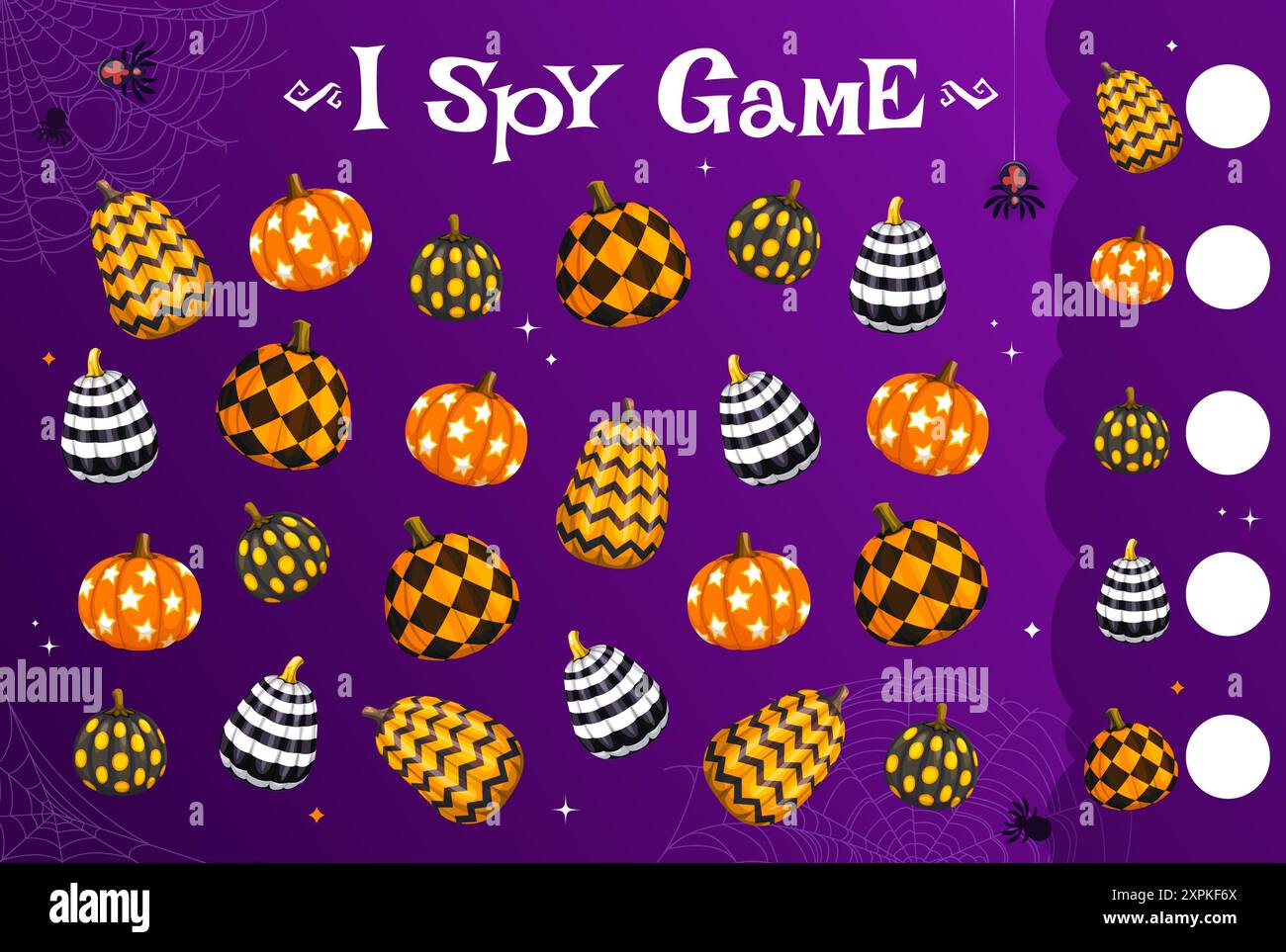 I spy game worksheet, count Halloween patterned pumpkins puzzle quiz on ...