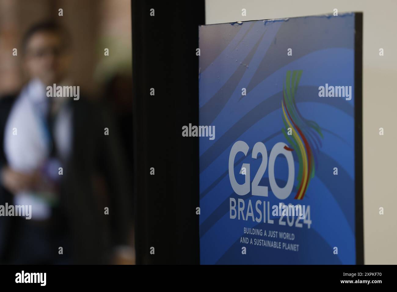 G20 Brazil 2024 Summit logo, meeting room. Symbol of the Group of 20 ...