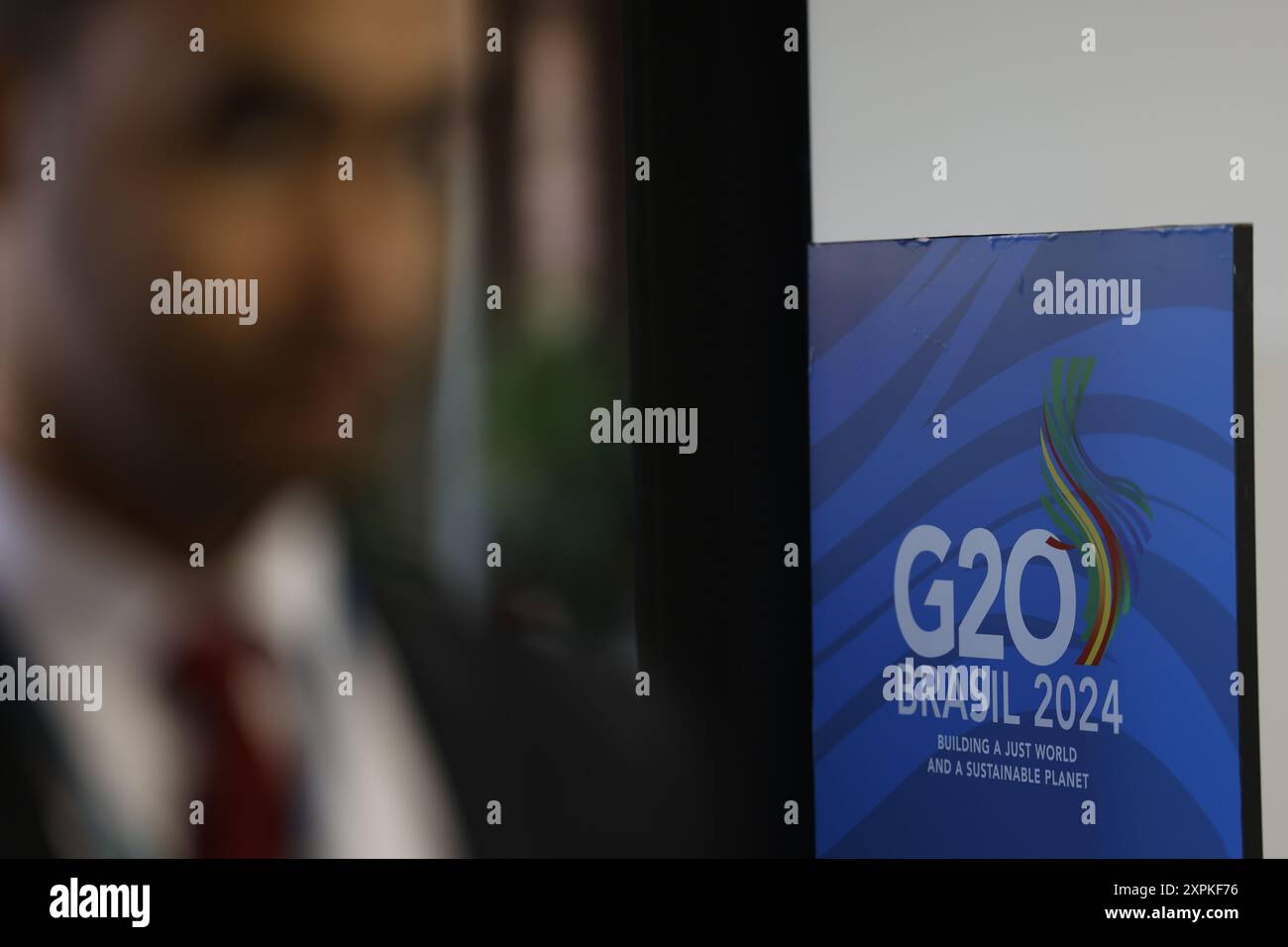 G20 Brazil 2024 Summit logo, meeting room. Symbol of the Group of 20 ...