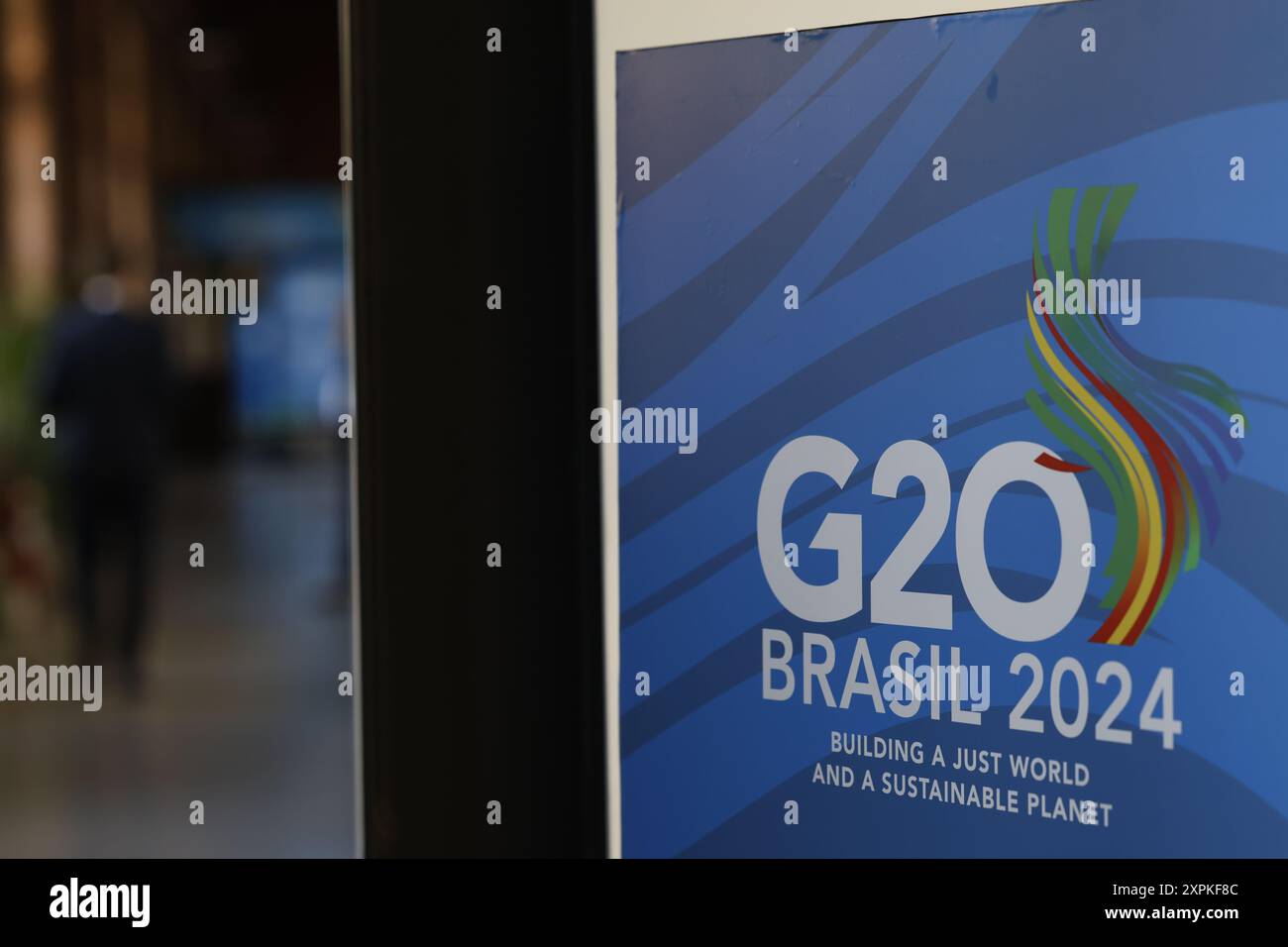 G20 Brazil 2024 Summit logo, meeting room. Symbol of the Group of 20 ...