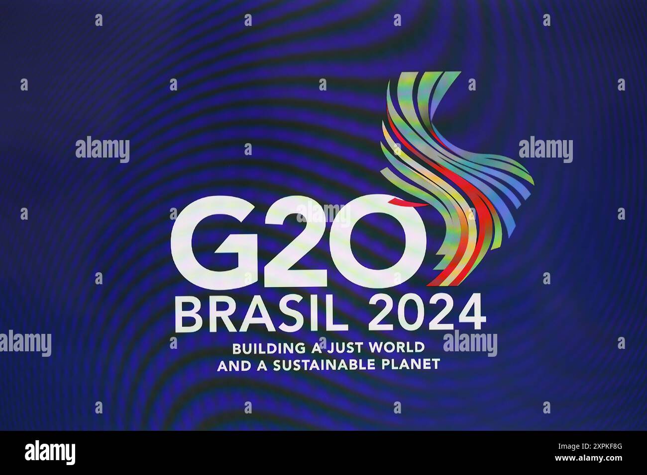 G20 Brazil 2024 Summit logo, meeting room. Symbol of the Group of 20 ...
