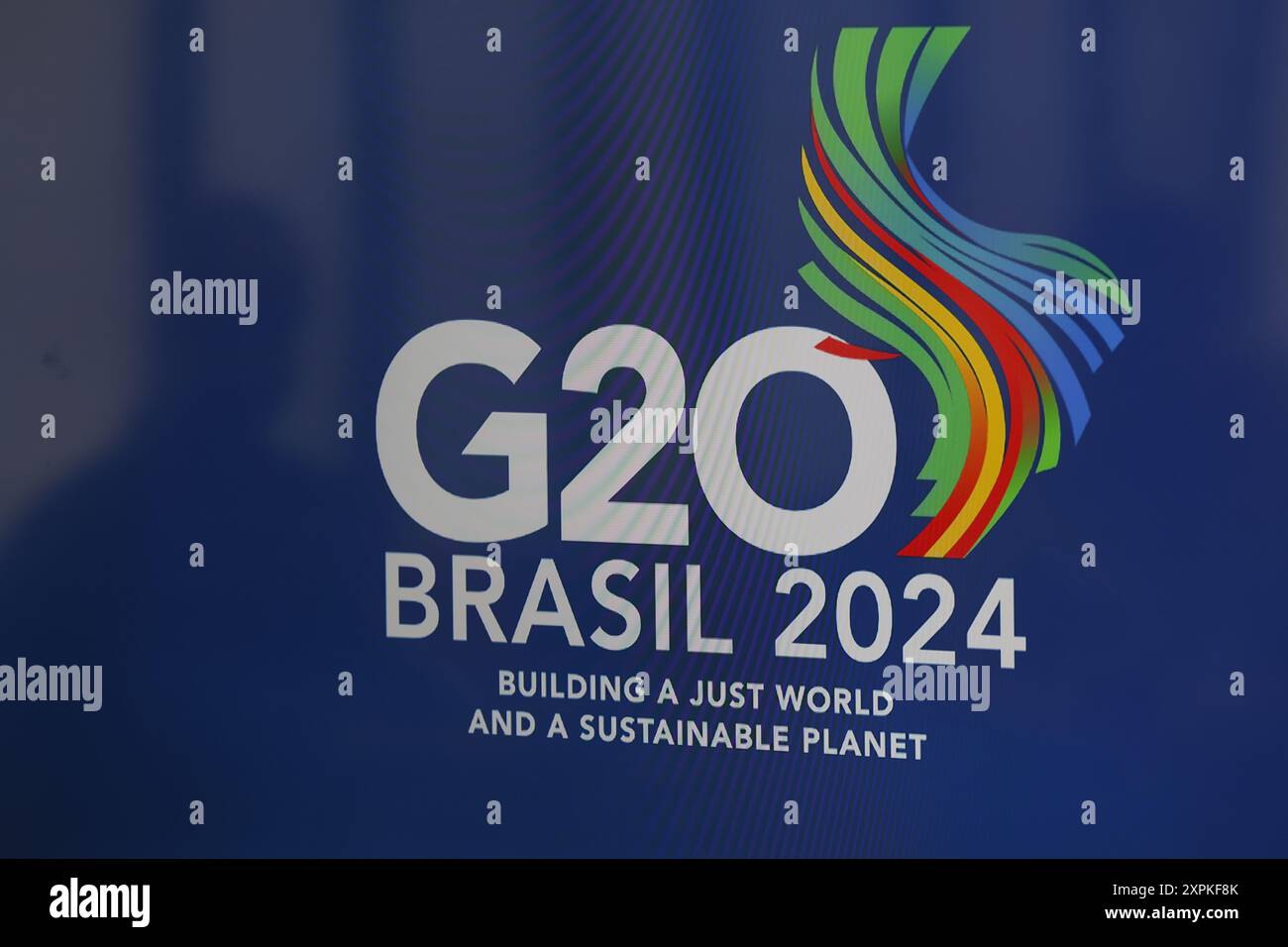G20 Brazil 2024 Summit logo, meeting room. Symbol of the Group of 20 ...