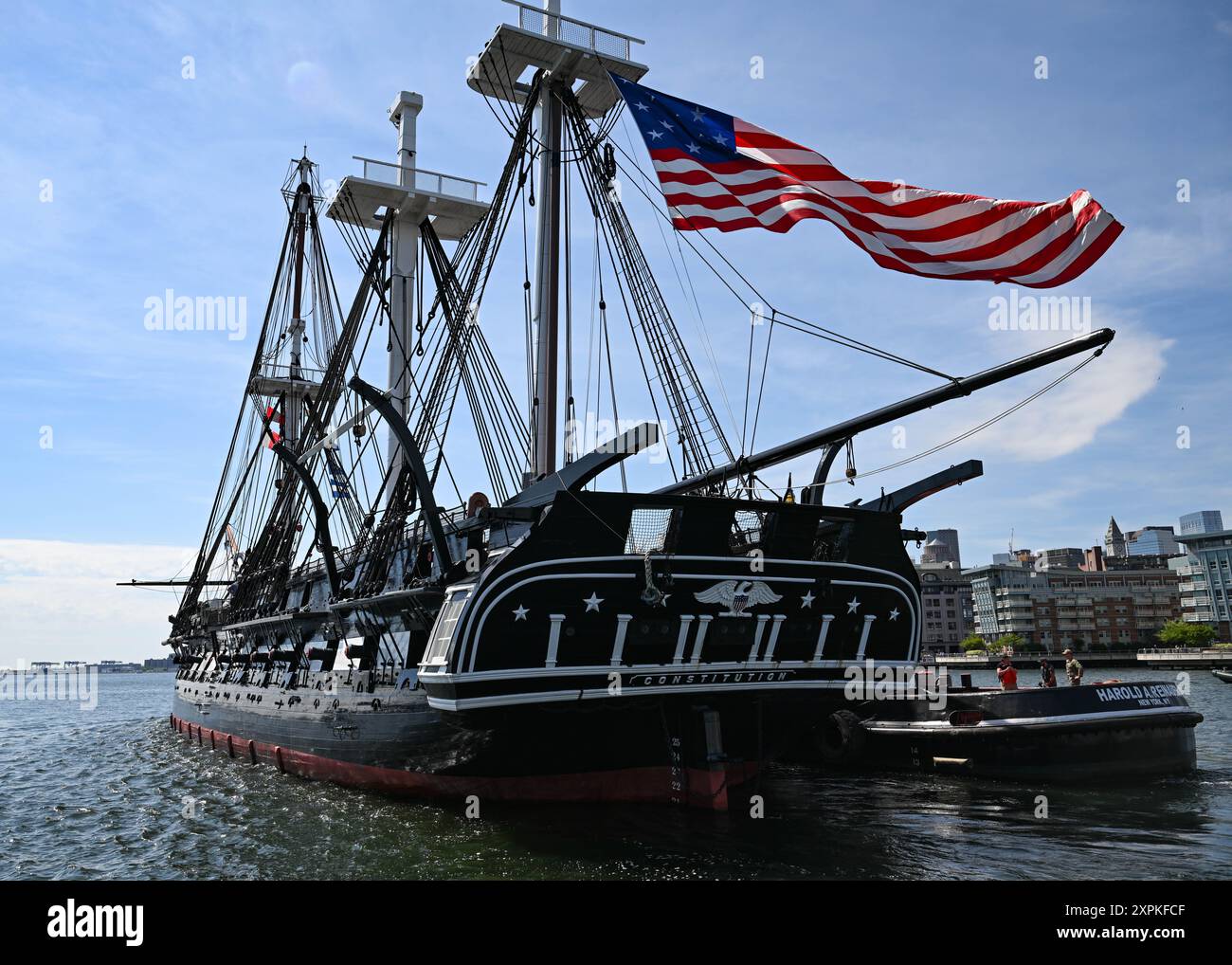 USS Constitution sets sail in the Boston Harbor for its first cruise of ...