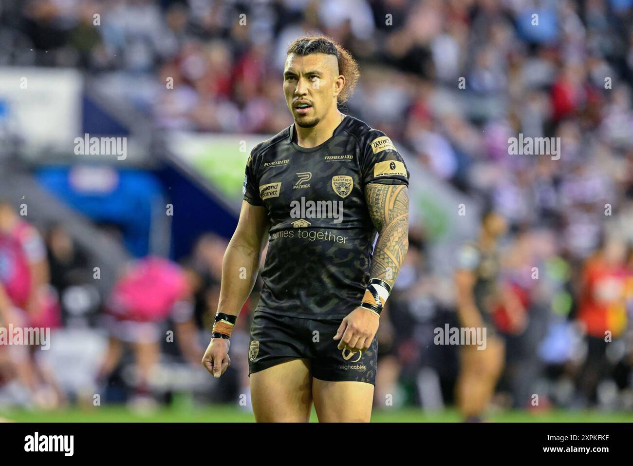 Aaron Pene of Leigh Leopards during the Betfred Super League match ...