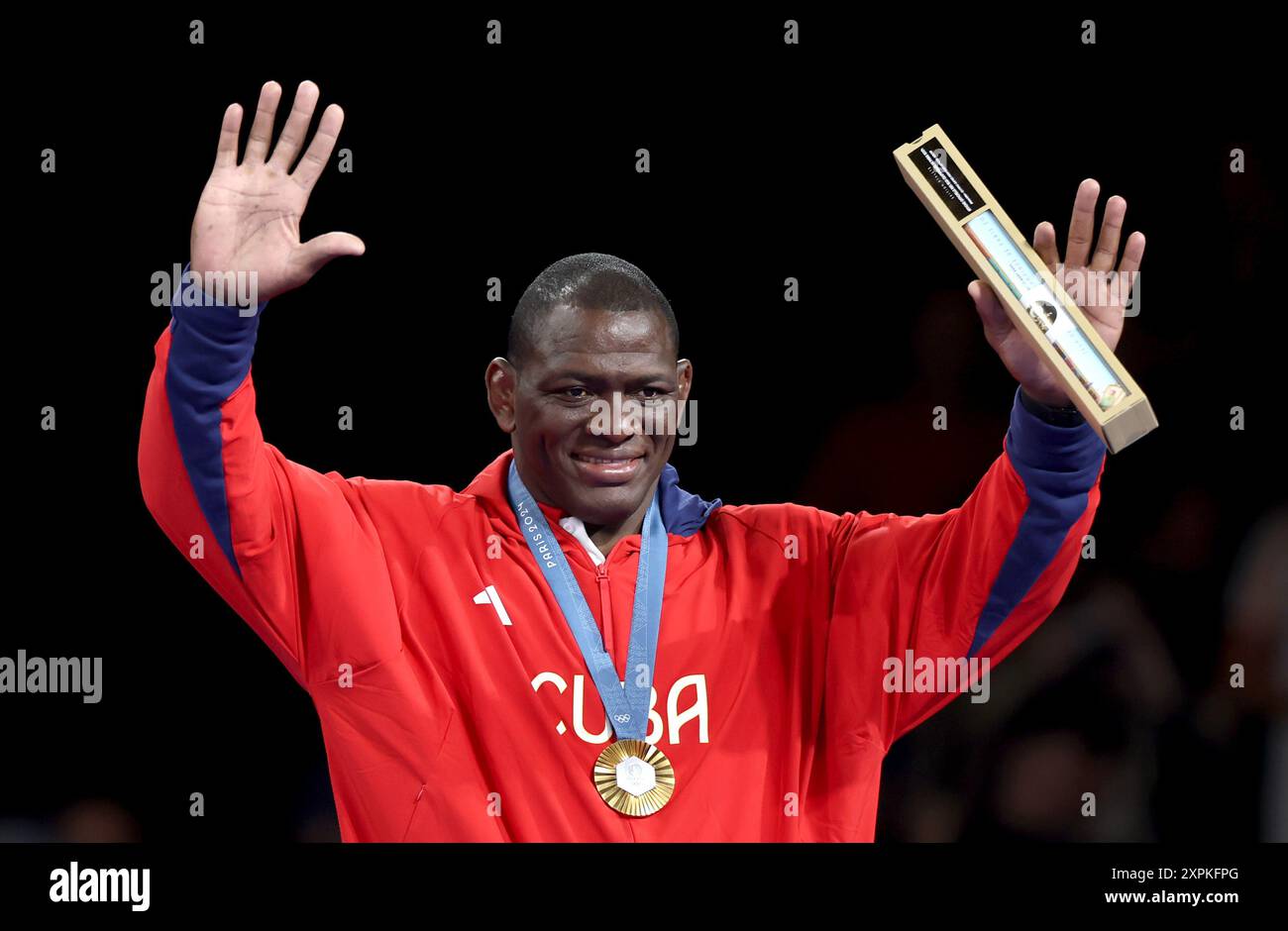 Paris, France. 6th Aug, 2024. Gold medalist Mijain Lopez Nunez of Cuba ...