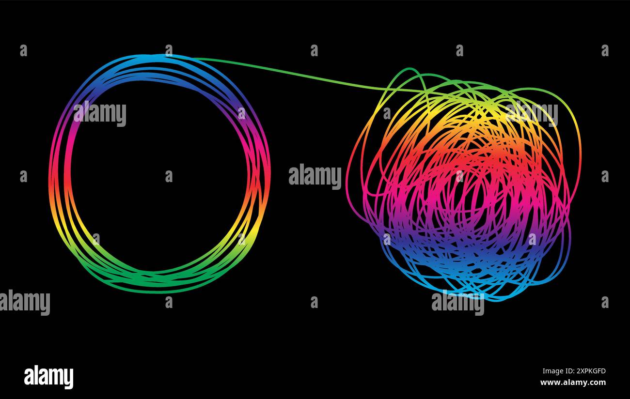 Tangle and untangle, psychotherapy and psychology concept problems ...