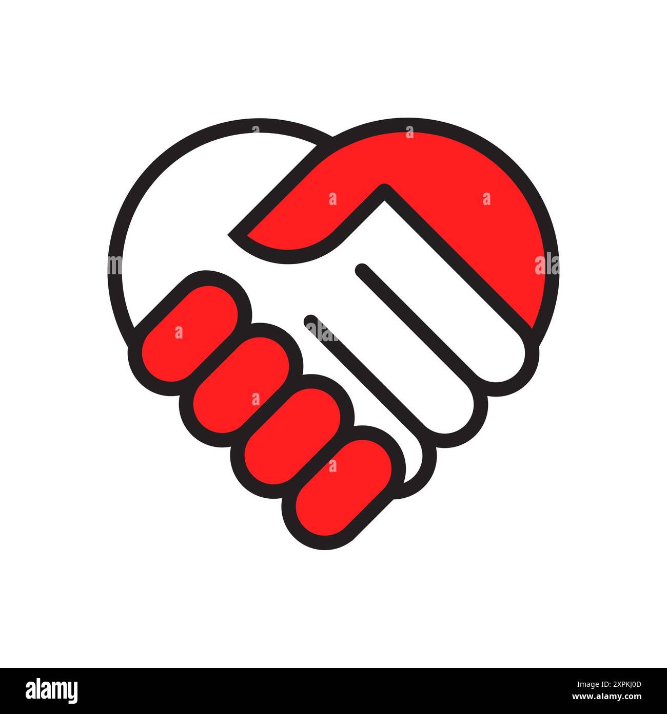 Heart handshake icon. Partnership symbol. Red and white. Vector ...