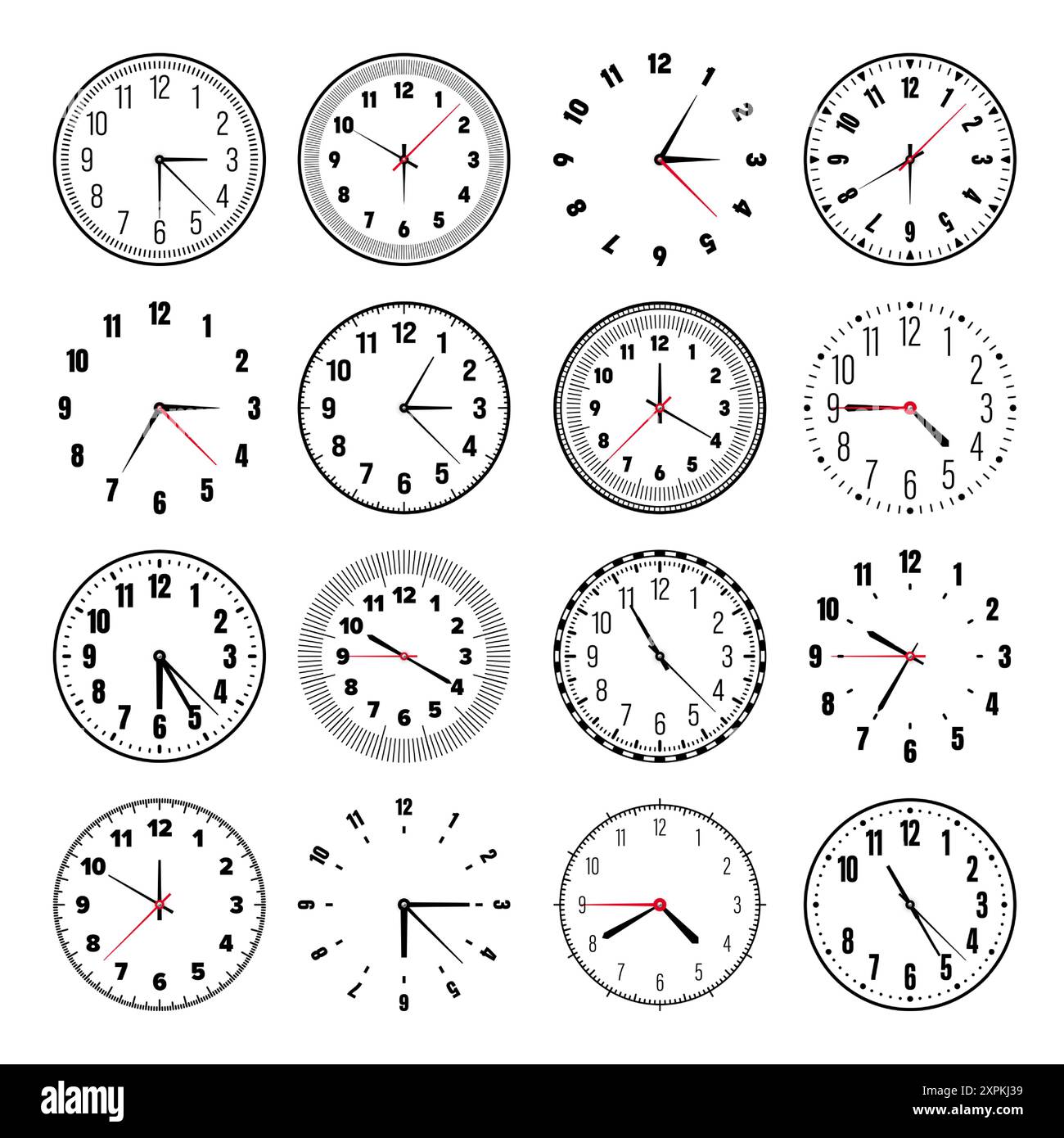 Mechanical clock faces with hands, bezel. Watch dial with minute, hour ...