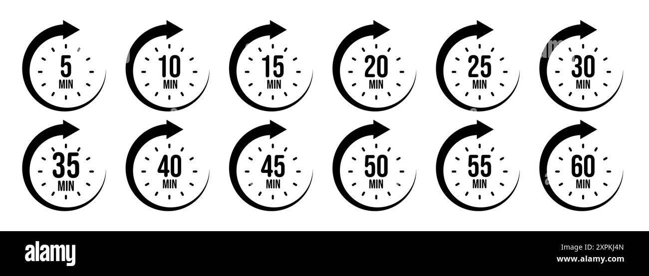 Stopwatch icons with pointer arrow. Chronometer, time counter with dial ...