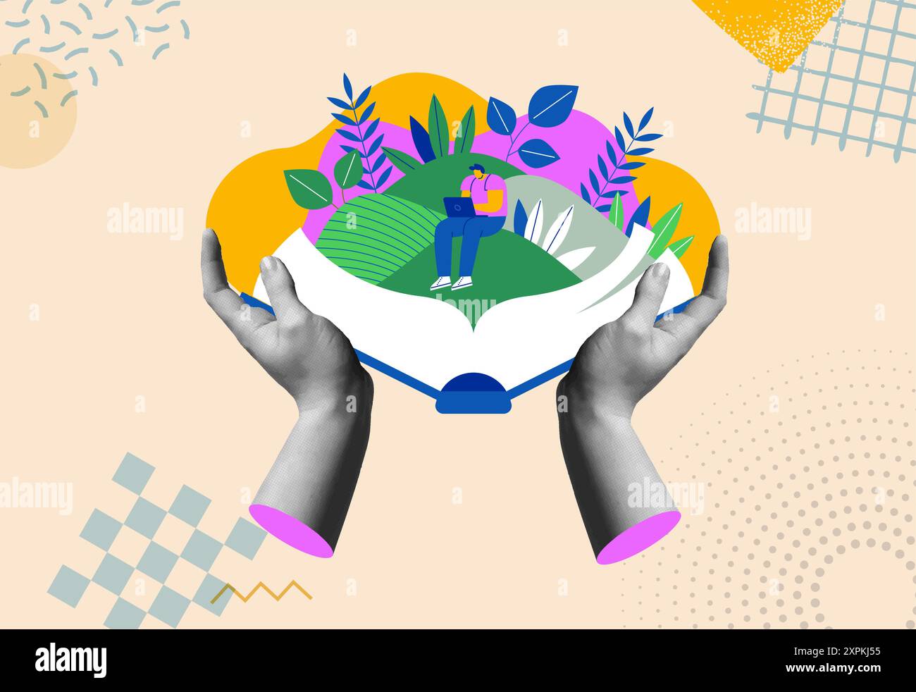 Doing research on computer Stock Vector Images - Alamy