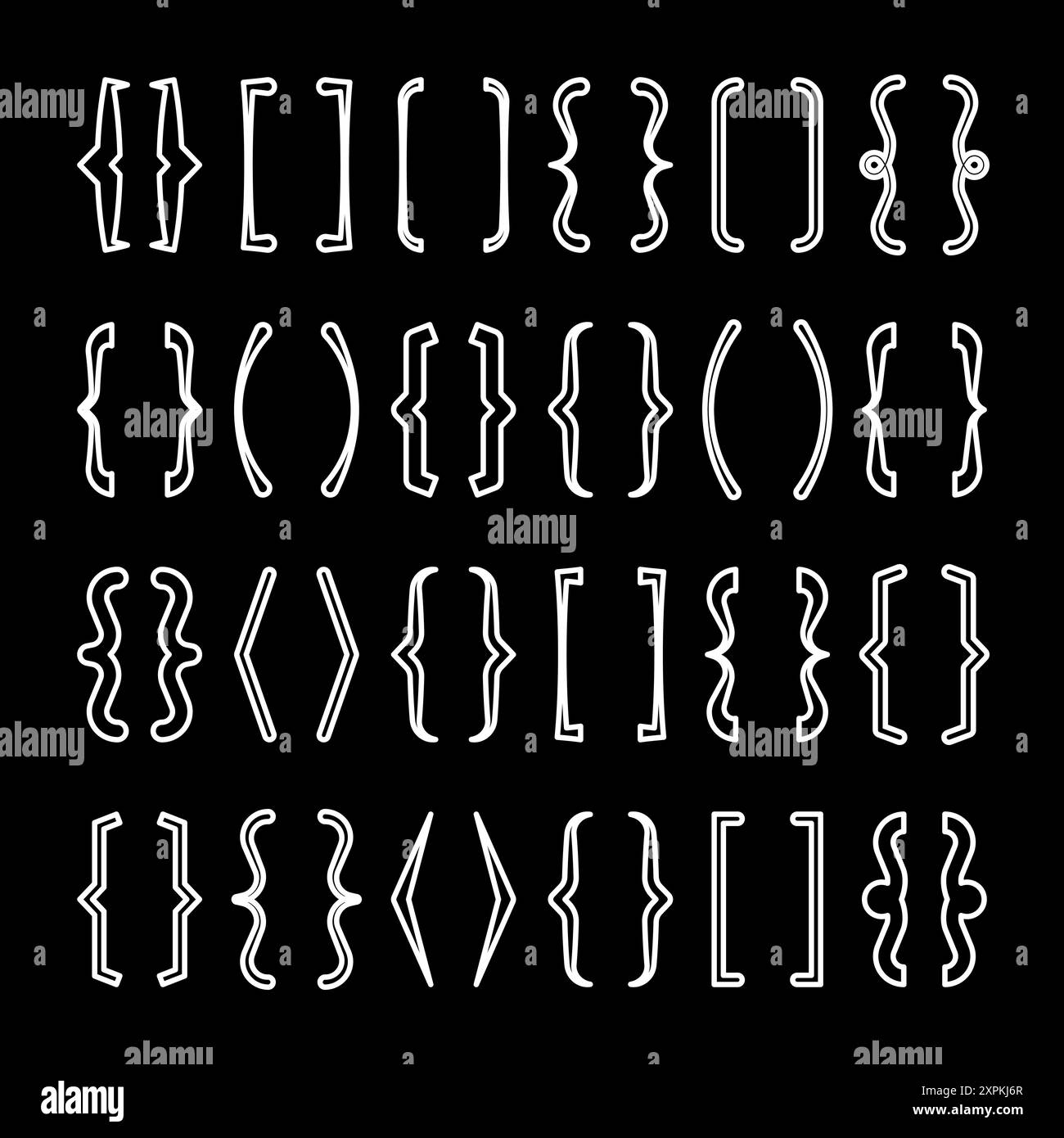 Text brackets collection, black quotation box. Curly, square and corner parentheses. Vintage ...
