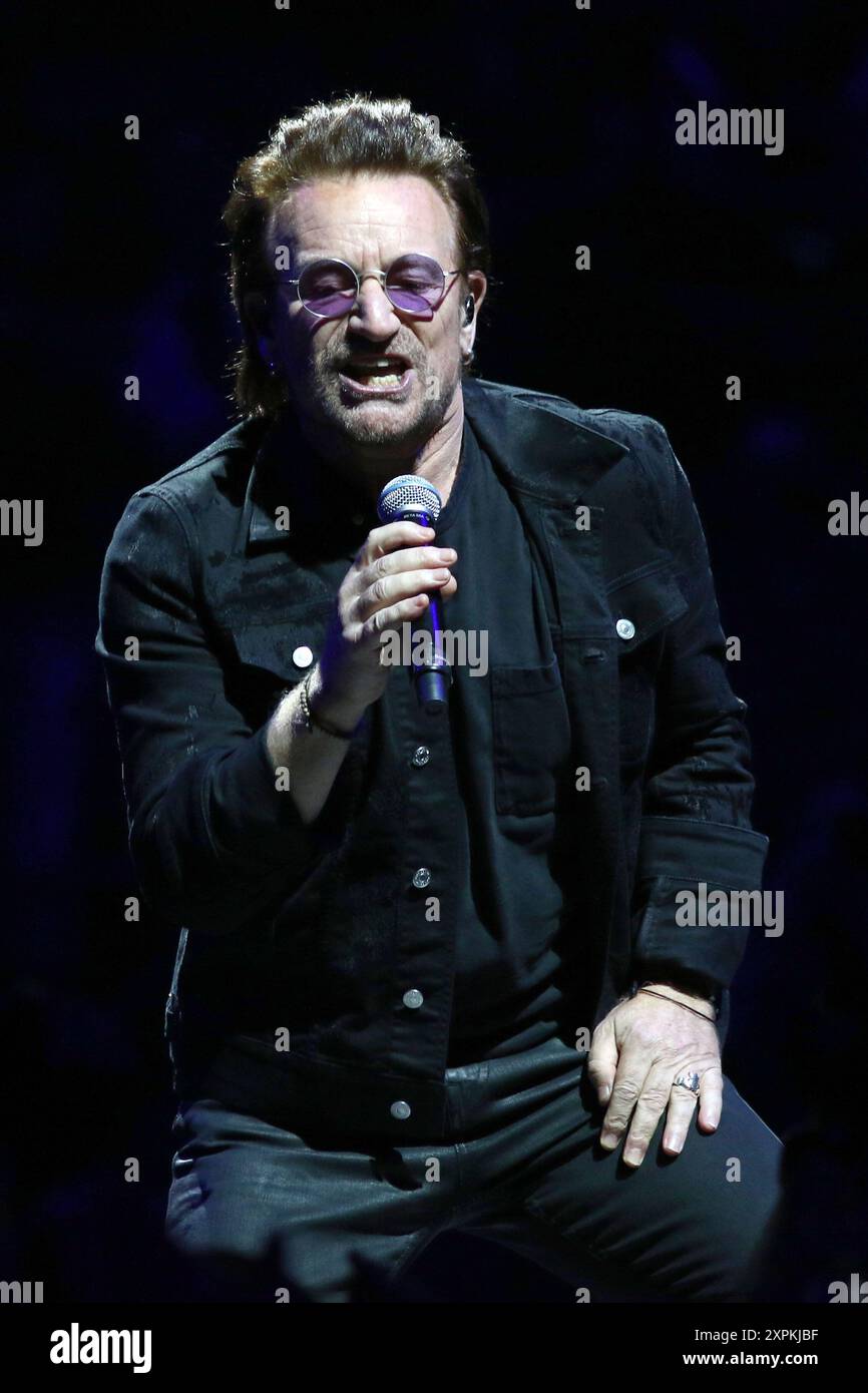 Bono of U2 performs in concert at Madison Square Garden in New York ...