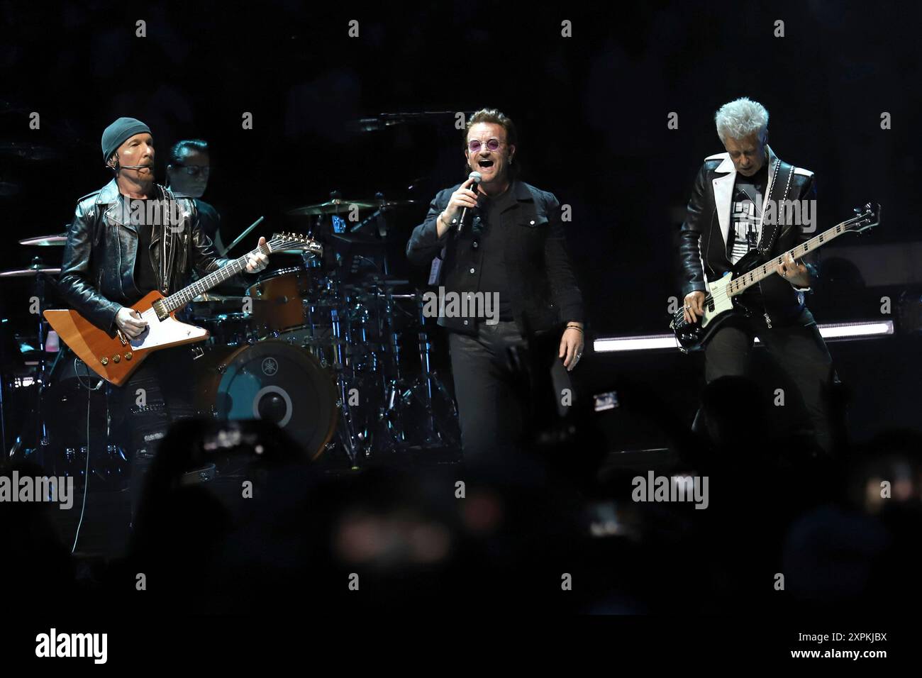 Bono, the Edge, Adam Clayton and Larry Mullen Jr. of U2 perform in ...