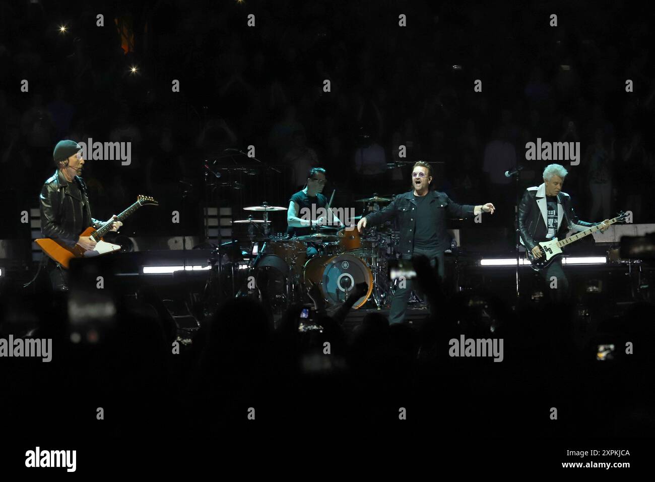 Bono, the Edge, Adam Clayton and Larry Mullen Jr. of U2 perform in ...